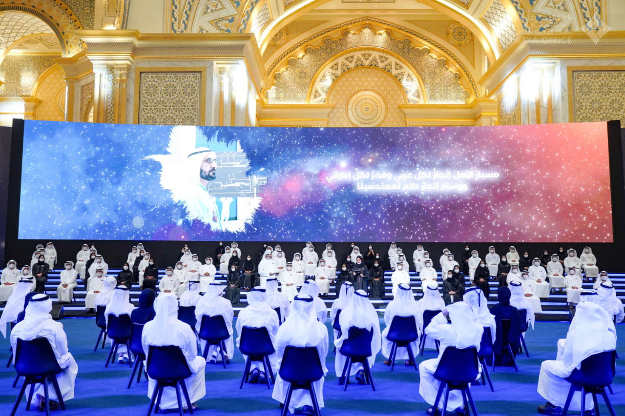 Mohammed bin Rashid and Mohamed bin Zayed receive UAE Hope Probe team