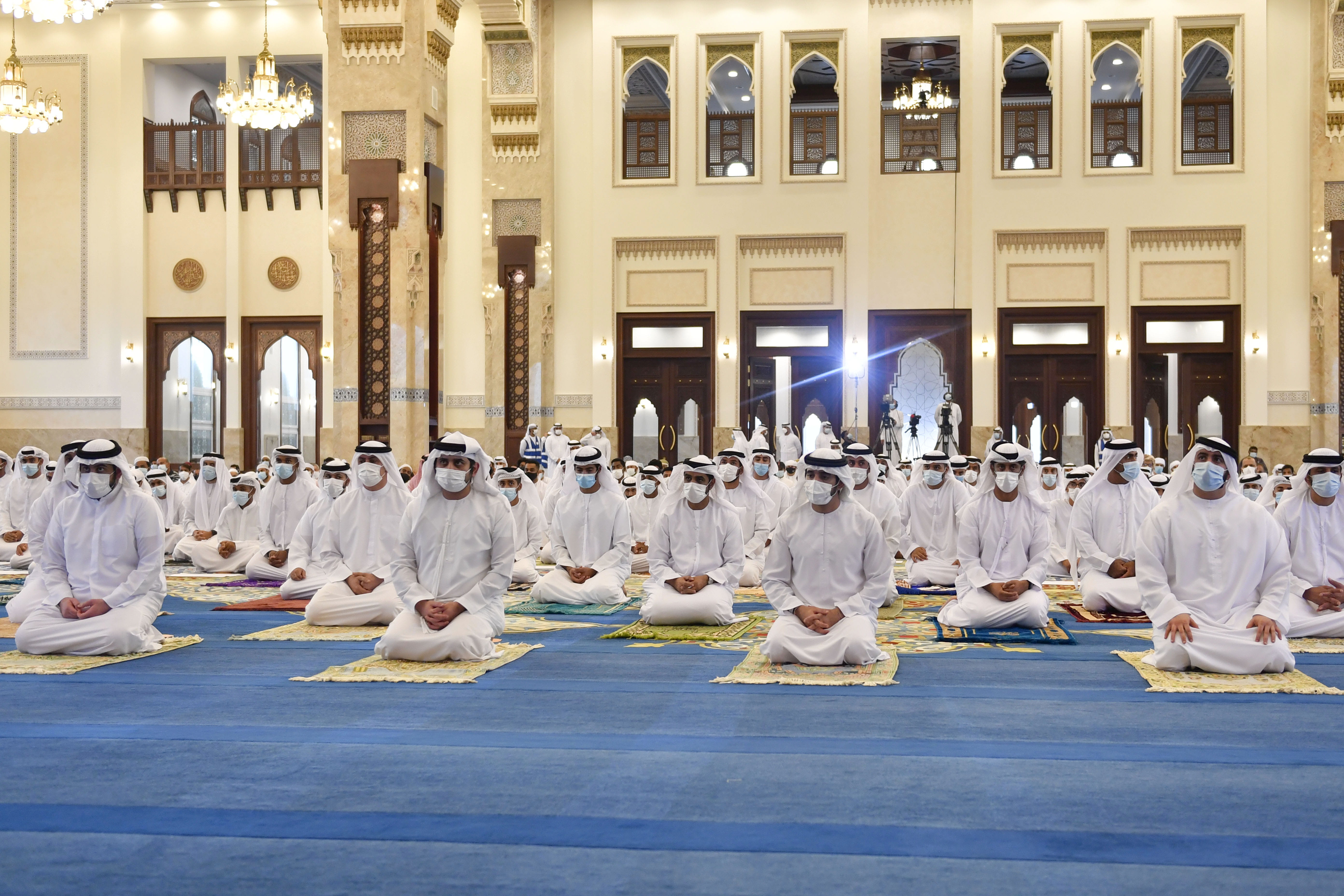 Hamdan bin Mohammed performs Eid Al Adha prayer at Sheikh Rashid Mosque