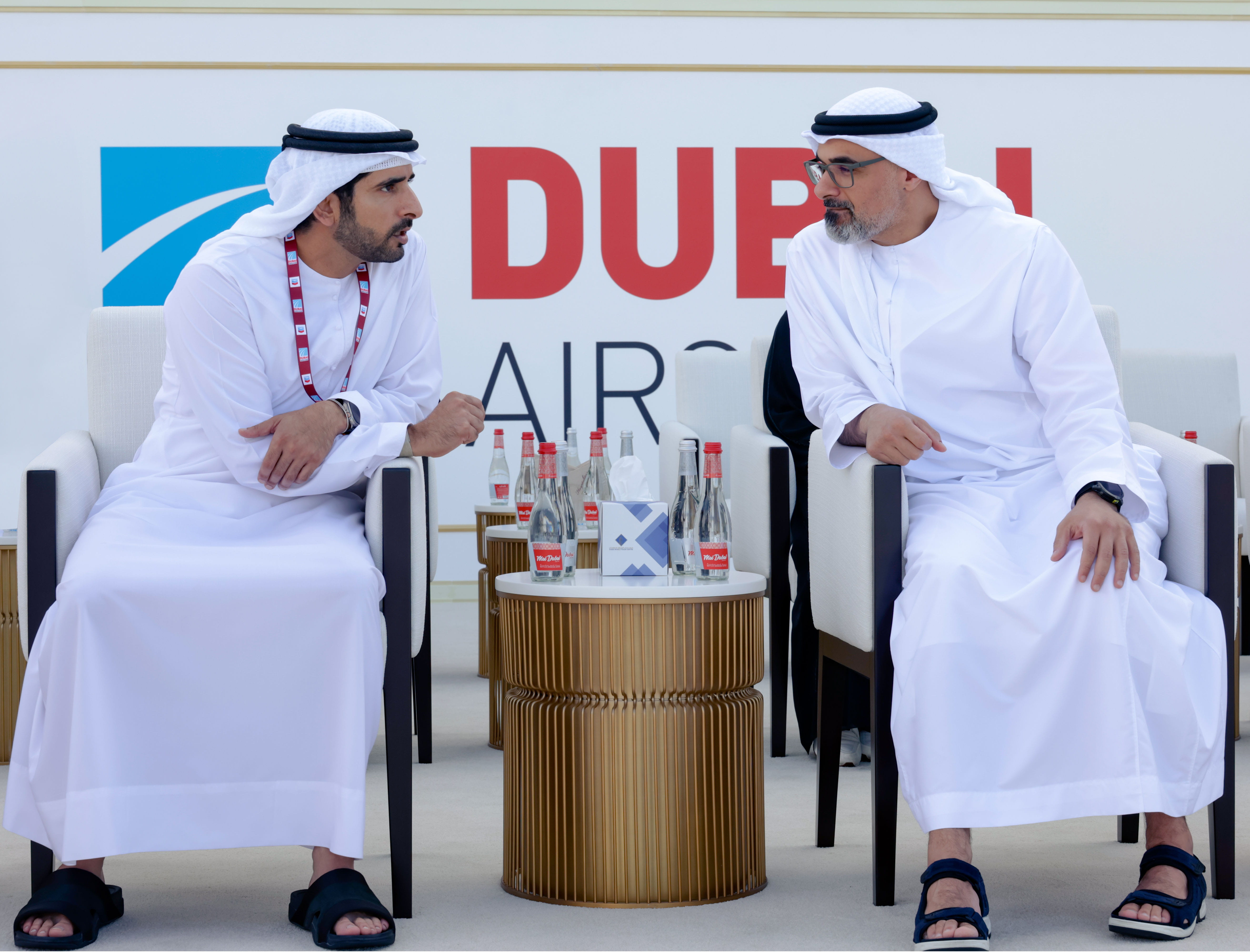 Khaled bin Mohamed, Hamdan bin Mohammed receive delegations attending Dubai Airshow 2023