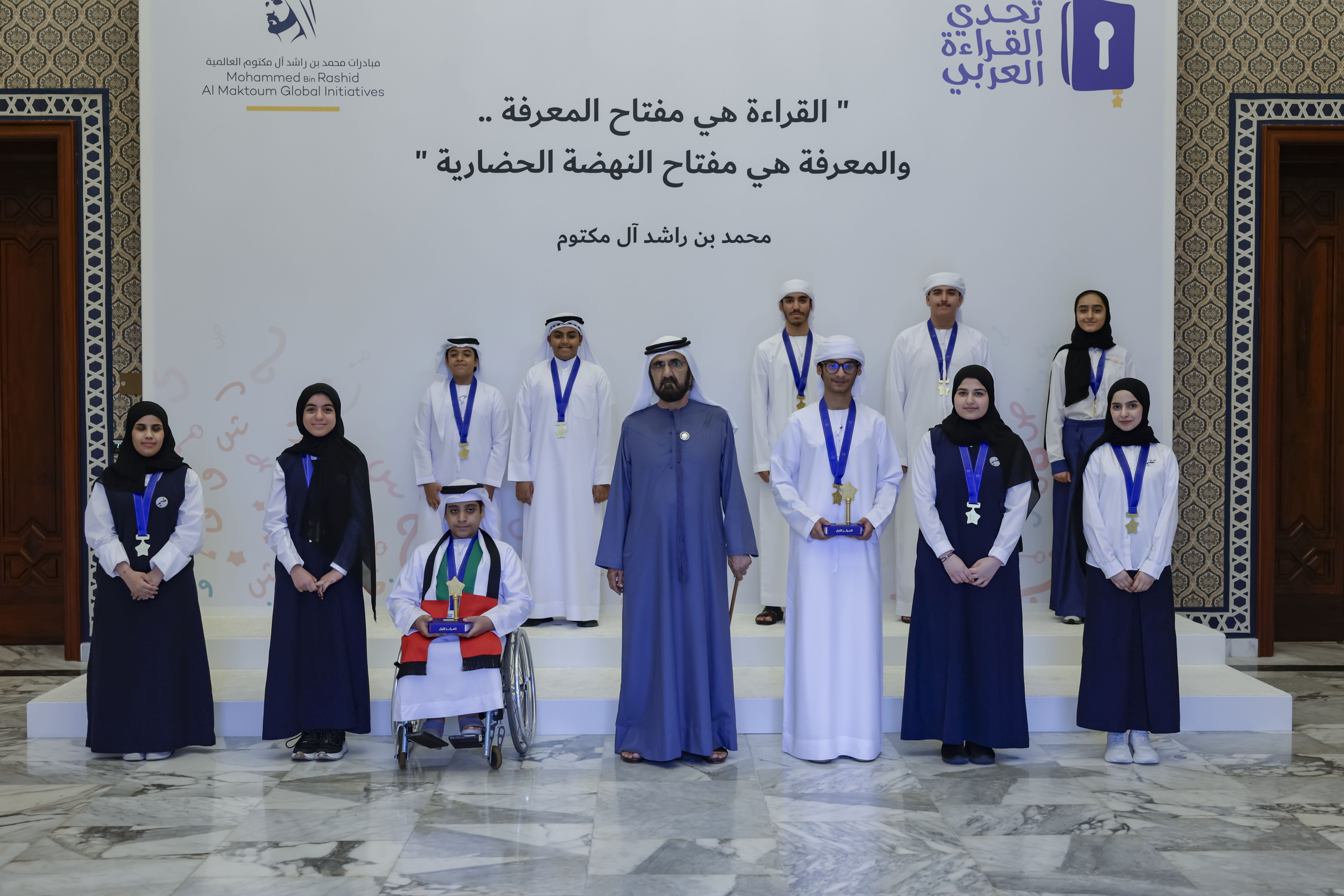 Mohammed bin Rashid meets with winners of Arab Reading Challenge UAE